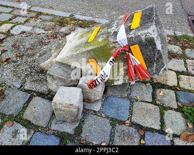 Traffic accident on the street, damaged car after a collision in the ...