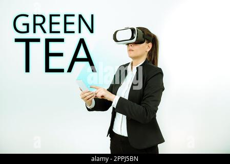 Writing displaying text Green Tea. Concept meaning type of tea that is ...