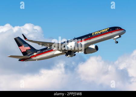 Boeing 757-200 airplane of Donald Trump at Palm Beach airport in the ...