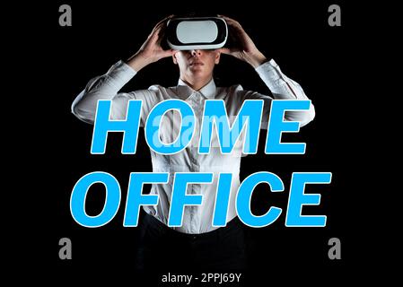 Conceptual caption Home Office. Business concept space designated in a ...