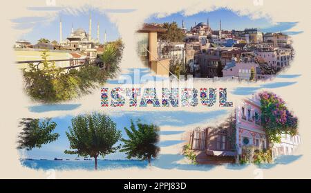 Art collage or design about Istanbul at Turkey - travel and nature ...