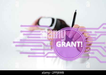 Text sign showing Business Grant. Business idea Working strategies ...