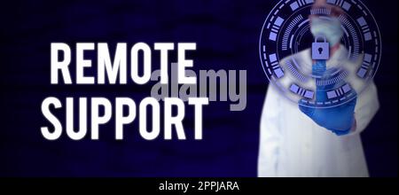 Text sign showing Remote Support. Internet Concept help end-users to ...