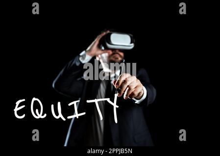 Writing displaying text Equity. Internet Concept quality of being fair ...