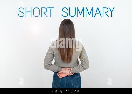 Inspiration showing sign Short Summary. Word for Brief statement of ...