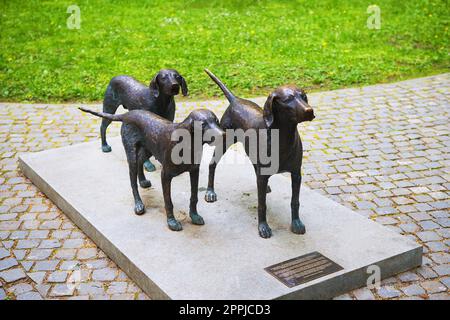 Vilnius, Lithuania - Monument to hunting dogs Lithuanian Shepherd Dog ...