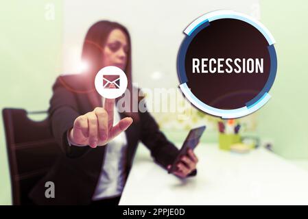 Writing displaying text Recession. Internet Concept the process of progressive decrease in ...
