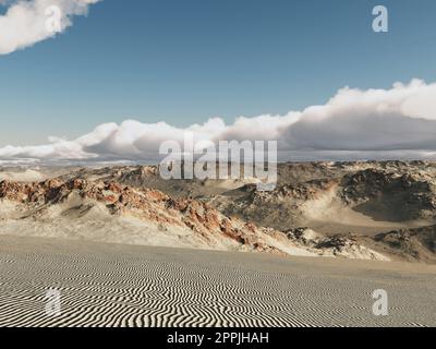 3D Illustration sandy Mountain Landscape. Mountainous Terrain. Abstract ...