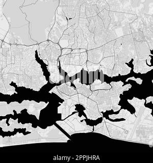 Abidjan map, capital city of Cote d'Ivoire. Municipal administrative area map with rivers and ...