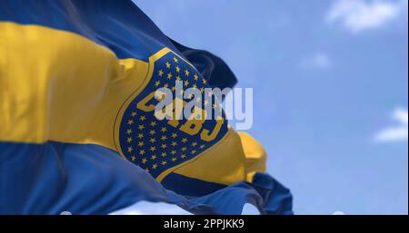 The Boca Juniors flag waving in the wind Stock Photo - Alamy