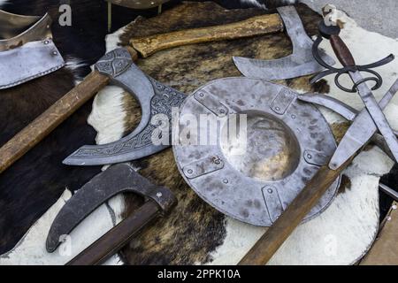 Ancient medieval shields Stock Photo - Alamy