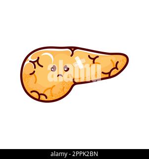 Cartoon sick pancreas organ character. Physiology and health problem ...