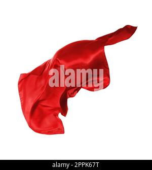 Beautiful delicate red silk floating on white background Stock Photo ...