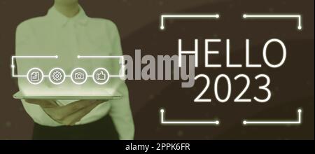 Inspiration showing sign Hello 2023, Concept meaning Hoping for a ...