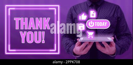 Writing displaying text Thank You. Business approach replaying on ...