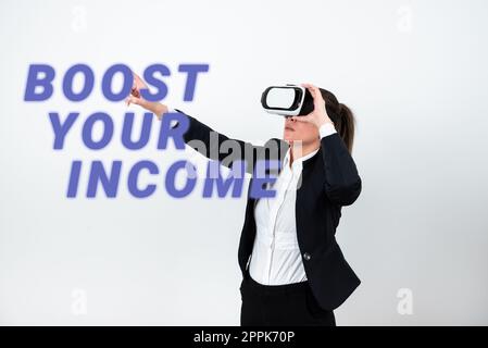 Hand writing sign Profit Increase. Conceptual photo the growth of ...