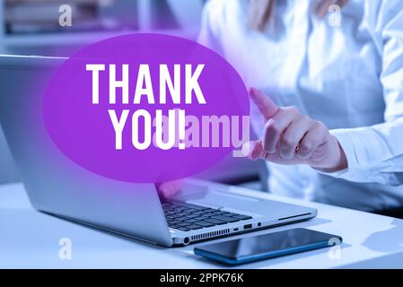 Inspiration showing sign Thank You, Word for replaying on something ...