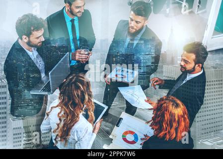 People work together as teamwork and partner Stock Photo - Alamy