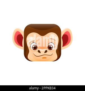 Cute square monkey face. Cartoon head of animal character. Minimal ...