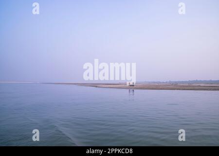 Padma River Bluewater and sand island with blue sky beautiful landscape ...