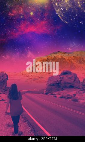 Space background. Collage on space, science Stock Photo - Alamy