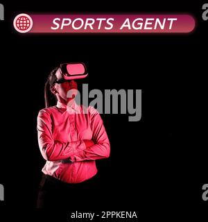 Handwriting text Sports Agent. Business concept person manages ...