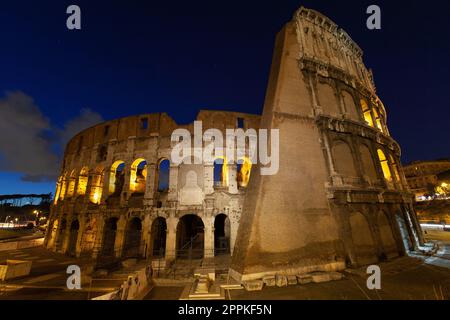 rome, italy, colosseum old ancient building gladiator battle at night ...