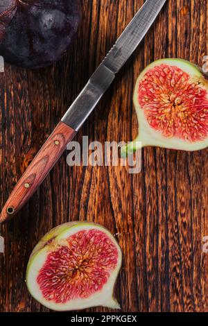 Ripe Fig Fruits on old wooden background. Paleo diet, still life with ...
