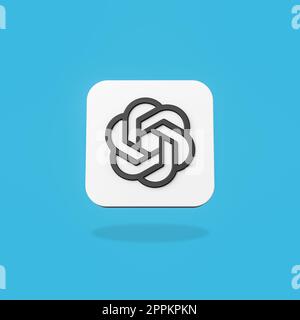 OpenAI App Icon 3D Symbol Shape on Plastered Gray Background with Copy ...