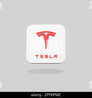 Tesla App Icon on Gray Background with Copy Space Stock Photo - Alamy