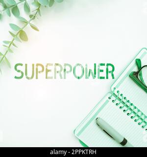 Hand writing sign Superpower, Business idea a power or ability of a ...