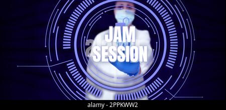 Conceptual caption Jam Session, Word for impromptu performance by a ...