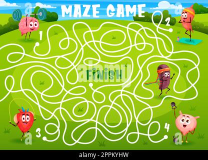 Labyrinth maze with cartoon human organ characters. Kids vector ...