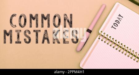 Text showing inspiration Common Mistakes. Business showcase repeat act ...