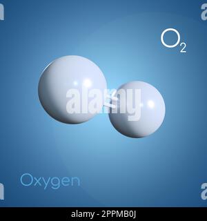 Two molecules of Oxygen on blue background, illustration Stock Photo ...