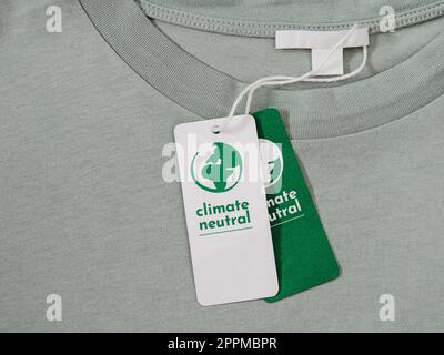 Climate neutral, carbon label on clothes concept Stock Photo - Alamy