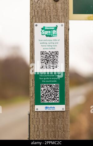 Public Footpath sign with QR Codes for walkers to scan and get ...