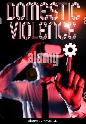 Hand writing sign Domestic Violence. Internet Concept violent or ...