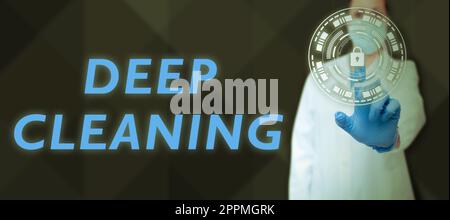Text caption presenting Deep Cleaning, Concept meaning an act of ...