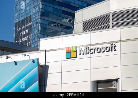Los Angeles, California: Microsoft logo at Microsoft Theater, XBOX ...