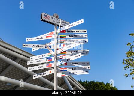 Los Angeles, California: Sister Cities of Los Angeles sign located in ...