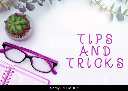 Conceptual display Tips And Tricks. Business concept helpful advices ...