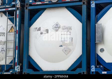 Chemical tank container. ISO tank container for chemical delivery. Bulk ...