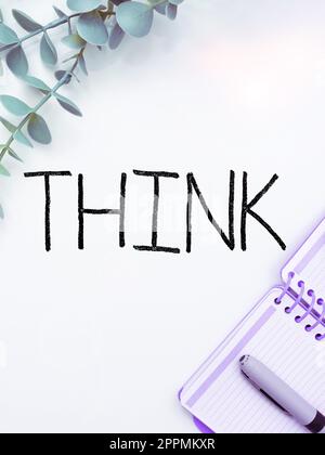 Hand writing sign Think Positive. Business idea The tendency to be ...