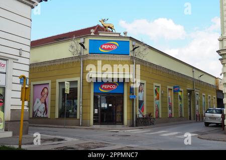 Sremska Mitrovica, Serbia, March 16, 2023 Zitni trg historical square ...
