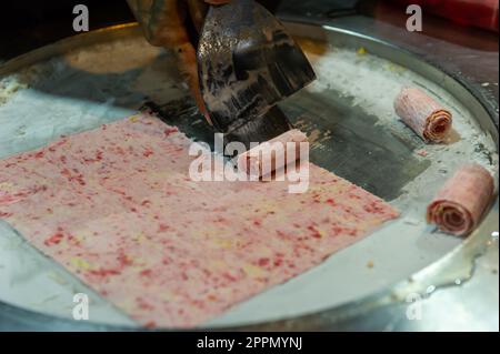 Rolled Ice Cream at Jodd Fairs Night Market at Rama iX, Bangkok ...