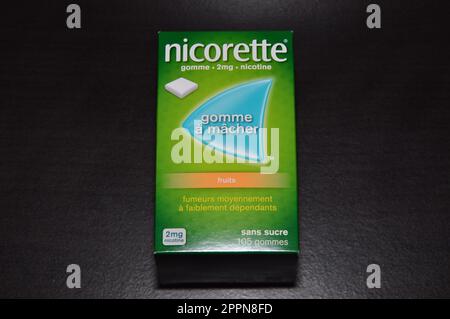 Nicorette nicotine chewing gum Stock Photo - Alamy