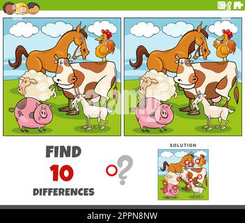 Pig Farm Find The Differences Stock Vector Image & Art - Alamy