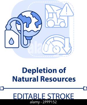 Resource depletion concept icon. Natural minerals exhaustion idea thin ...
