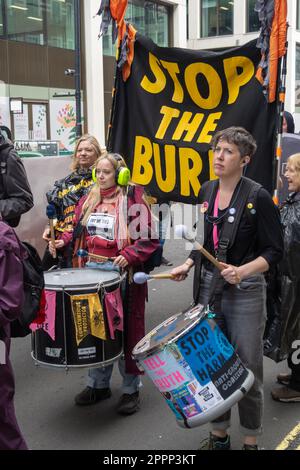 London, UK. 24 Apr 2024. A procession from the Department for Energy ...